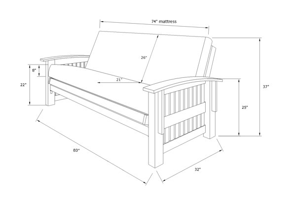 Full size futon measurements store